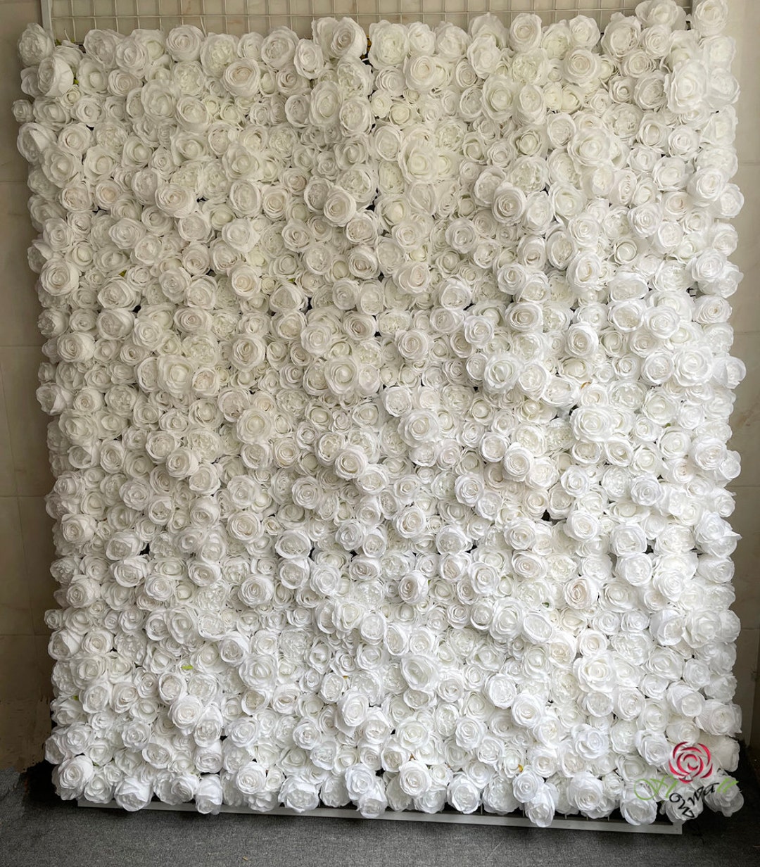 White Flower Wall Backdrop Panel for Party Decoration Artificial Rose ...