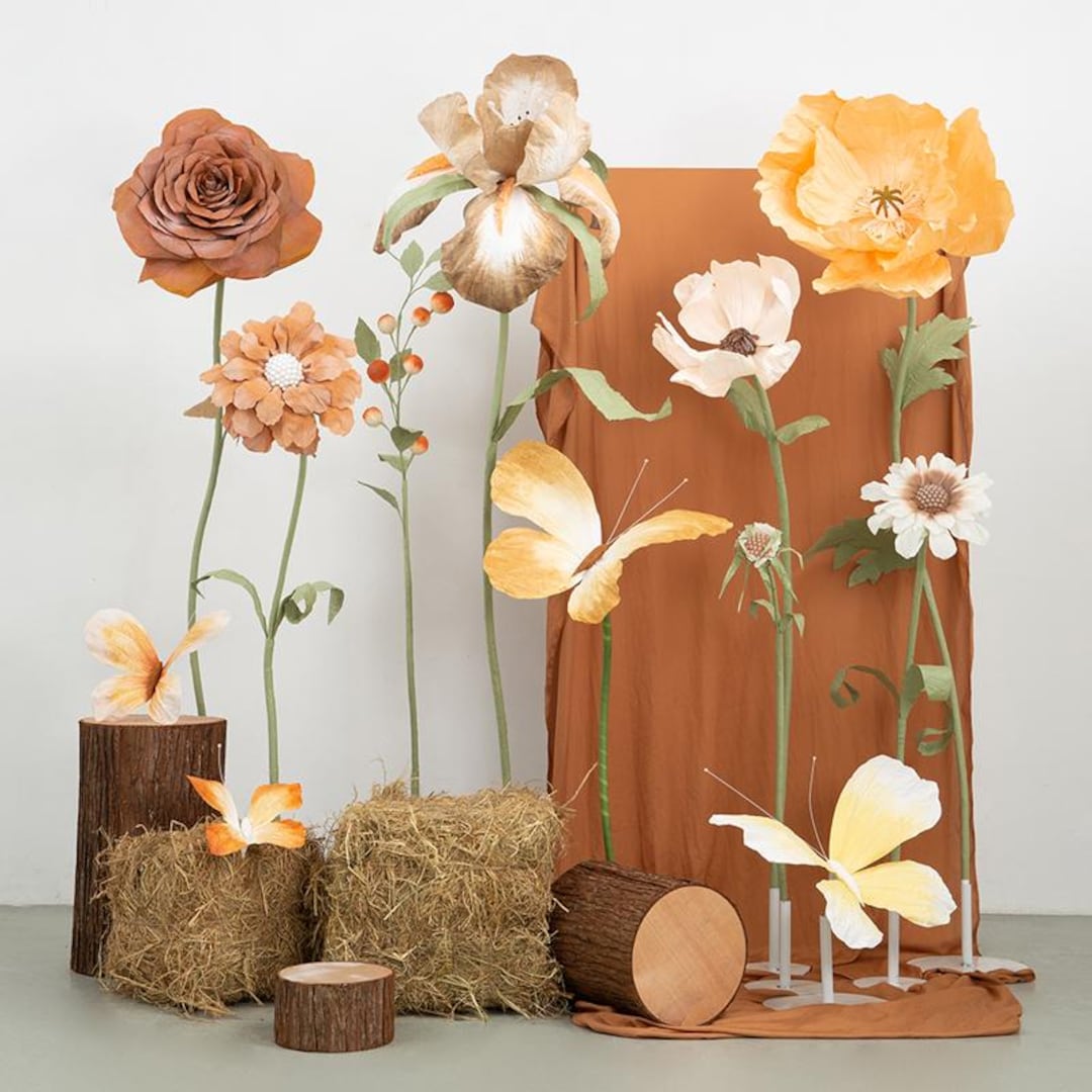 Giant Paper Flower & Butterfly Backdrop: Autumn Wedding, Party Photo ...