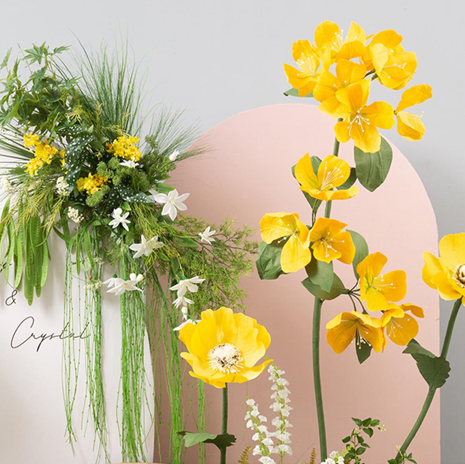 Yellow Floral Wedding Backdrop: Rustic Artificial Flower Display - Etsy
