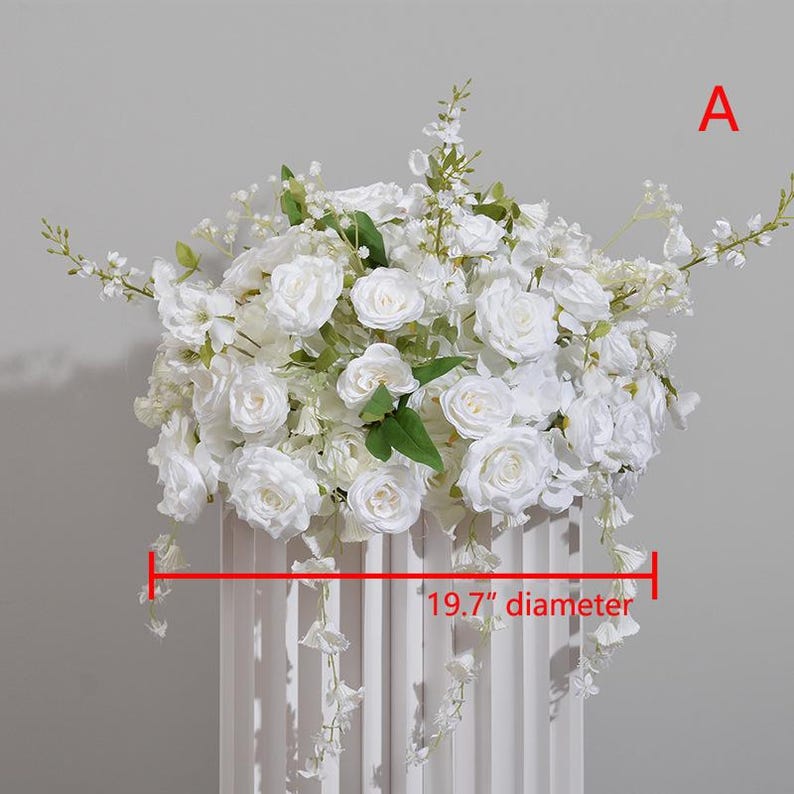 White Silk Floral Arrangement on Roman Columns: Wedding Altar Decor - Etsy