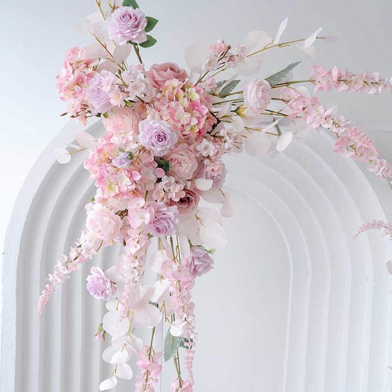 Blush Pink Wedding Floral Arch Set: Silk Flower Ceremony Decor - Etsy