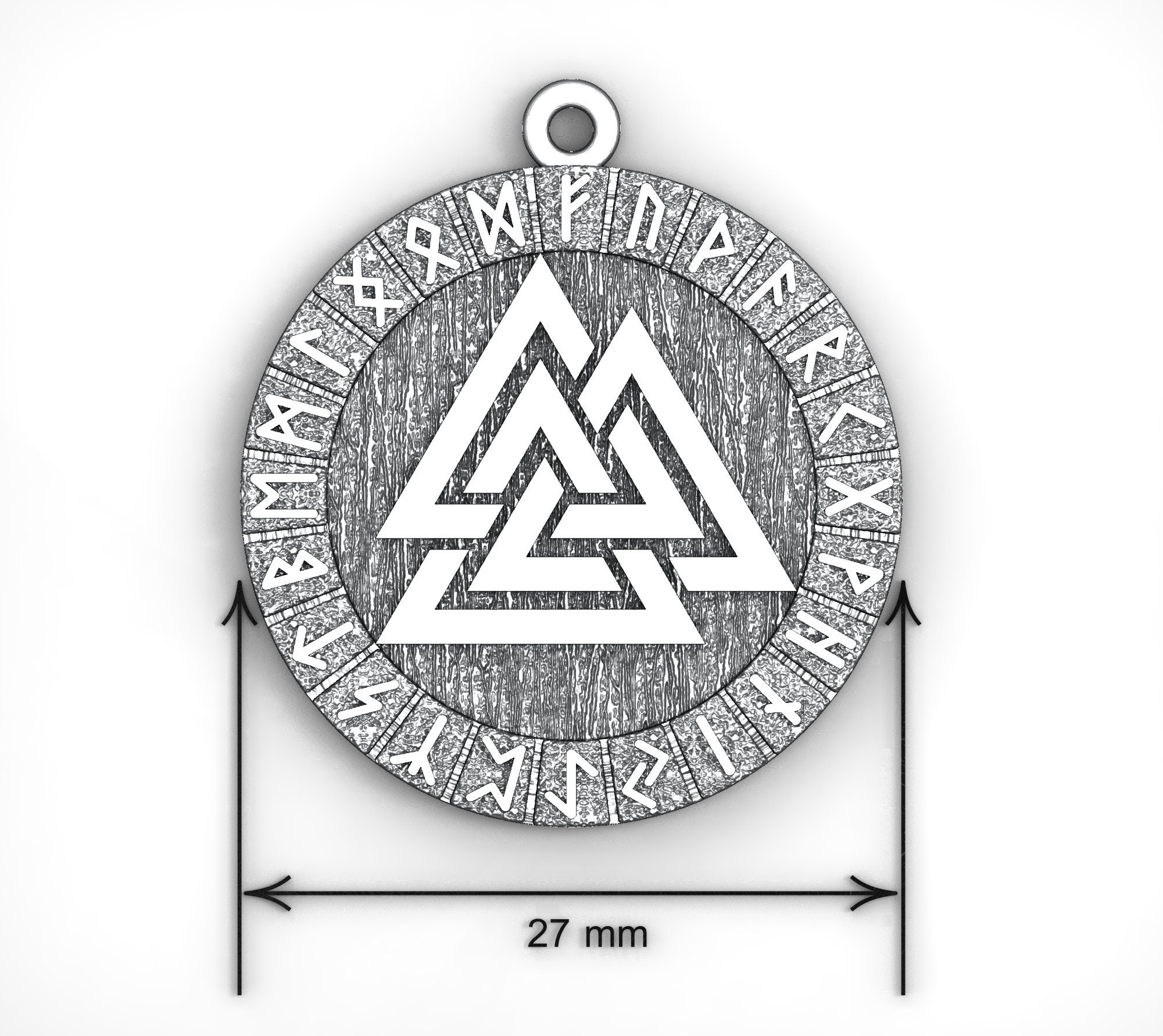 Valknut Pendant - Viking Valknut - Circle Pendant With Runic Border ...