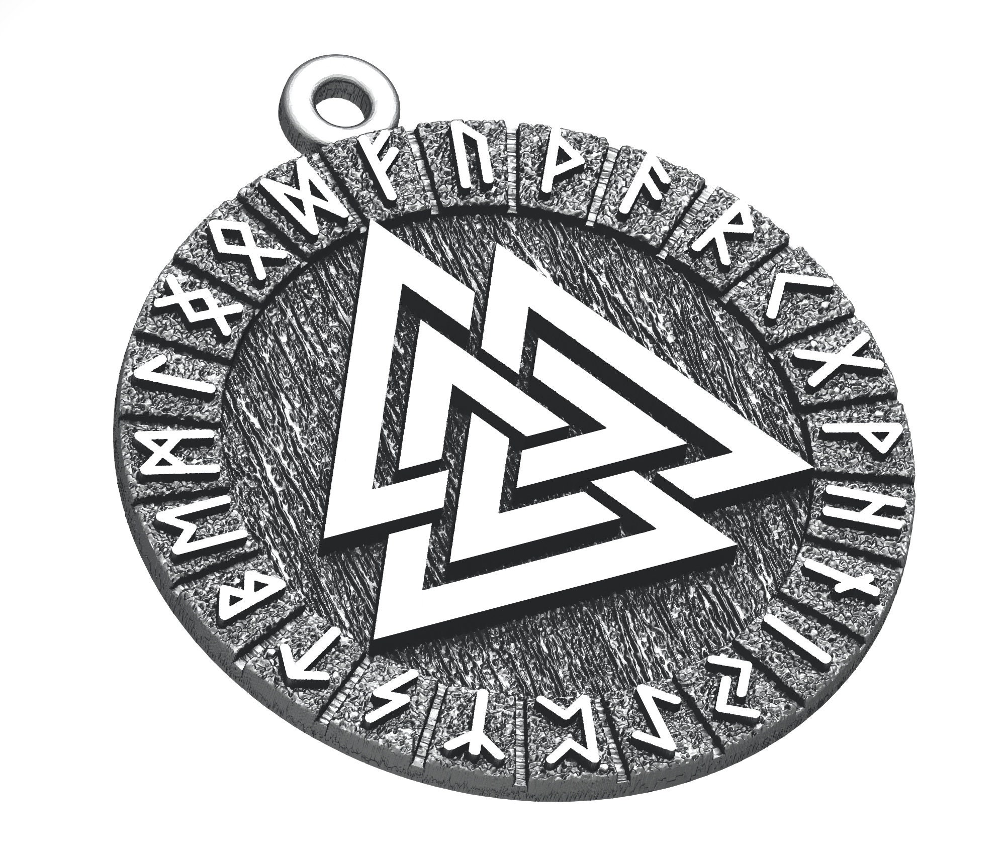 Valknut Pendant - Viking Valknut - Circle Pendant With Runic Border ...