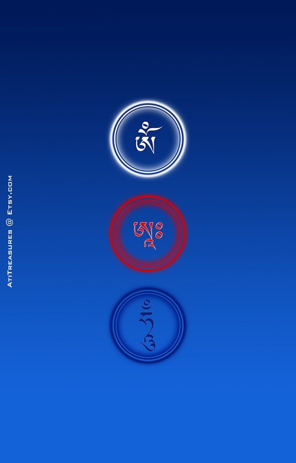 Sacred Tibetan Buddhist Himalayan Art - Primordial Seed Syllables Om Ah ...