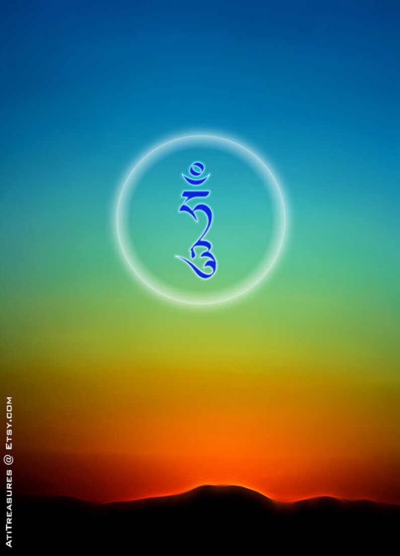 Sacred Tibetan Buddhist Himalayan Art - Seed Syllable HUM HUNG Sacred ...