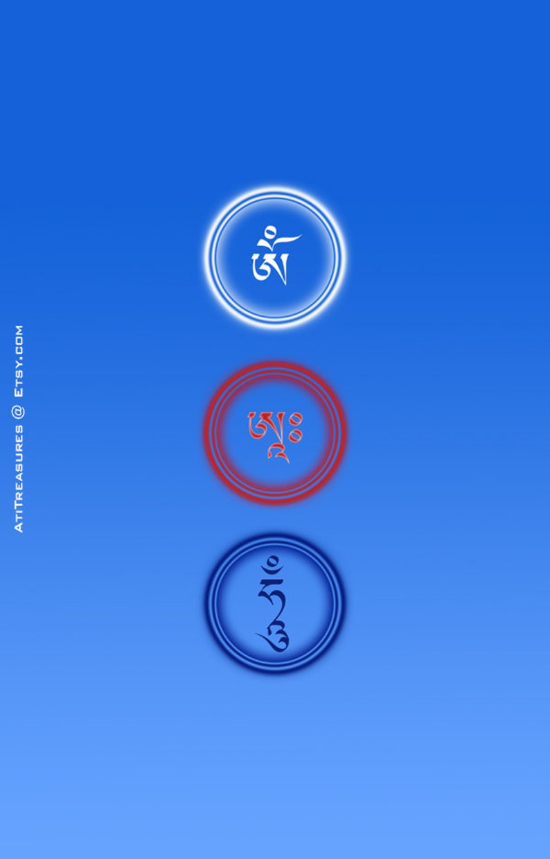 Sacred Tibetan Buddhist Himalayan Art - Primordial Seed Syllables Om Ah ...