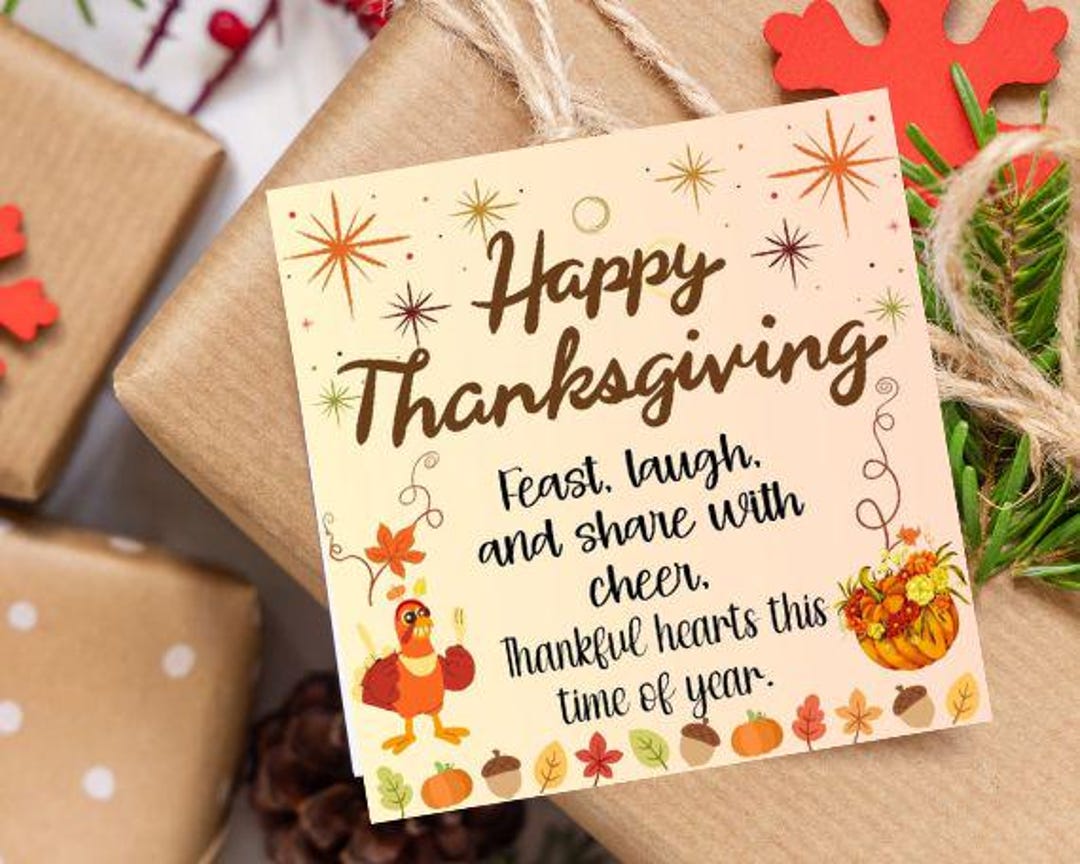 Printable Thanksgiving Gift Tags, Fall Harvest, Cute Pumpkins & Turkeys ...