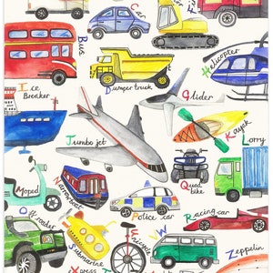 Transport Alphabet Alphabet Print Nursery Print Kids Room - Etsy
