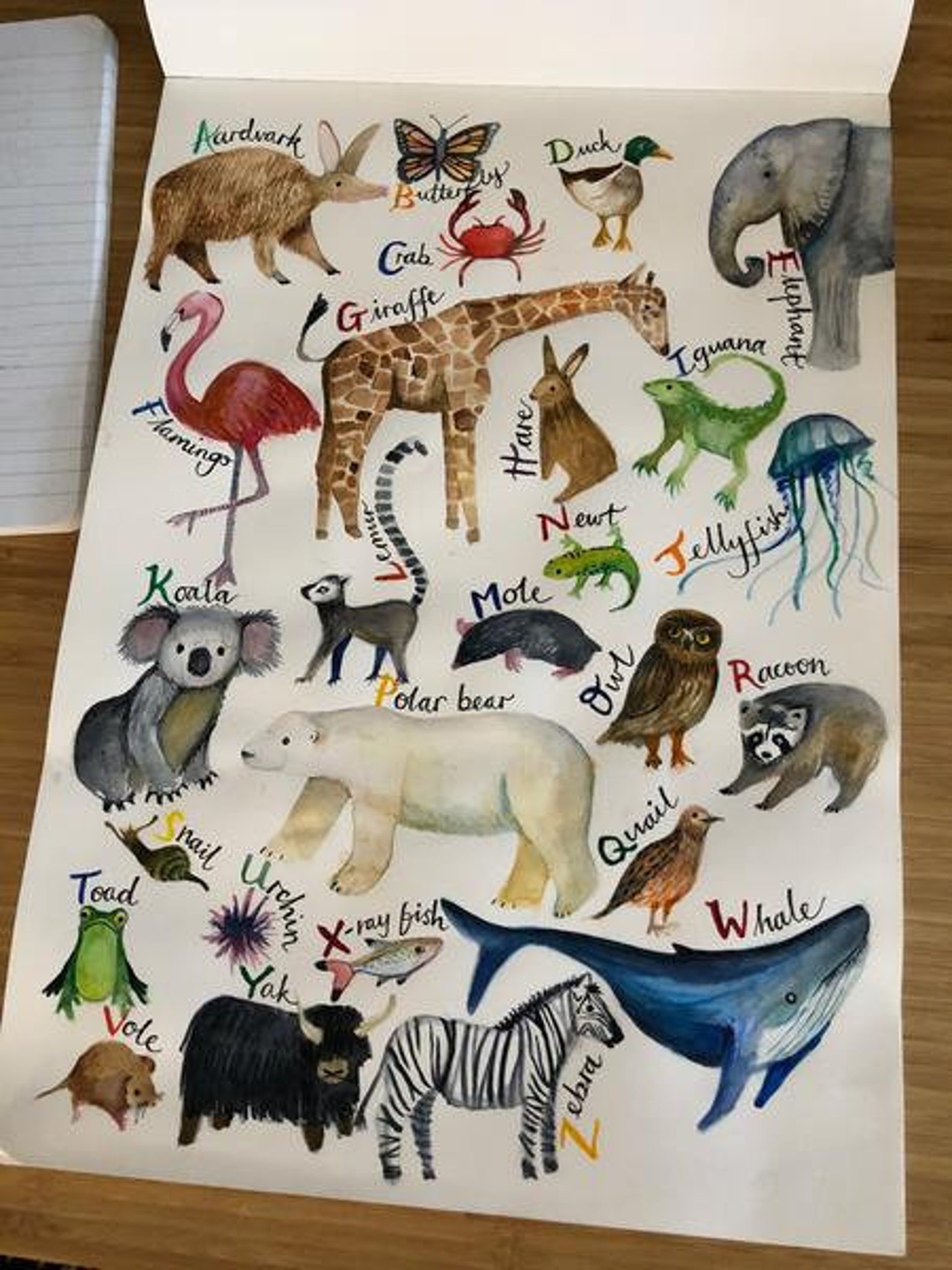 The A-Z of Animals Watercolour Print, Animal Alphabet - Etsy UK