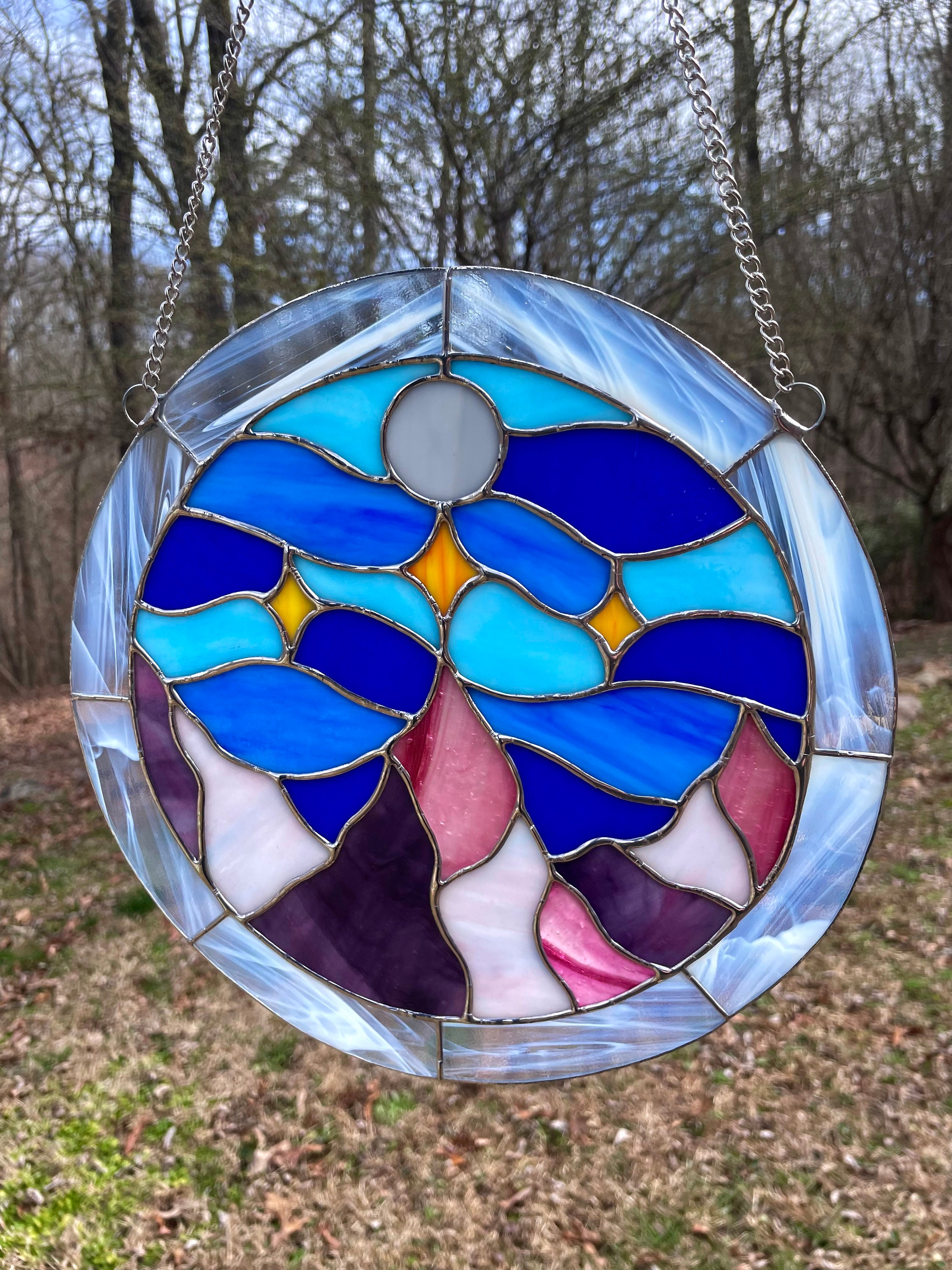 Mountain and Stars ACOTAR Velaris Stained Glass Suncatcher - Etsy