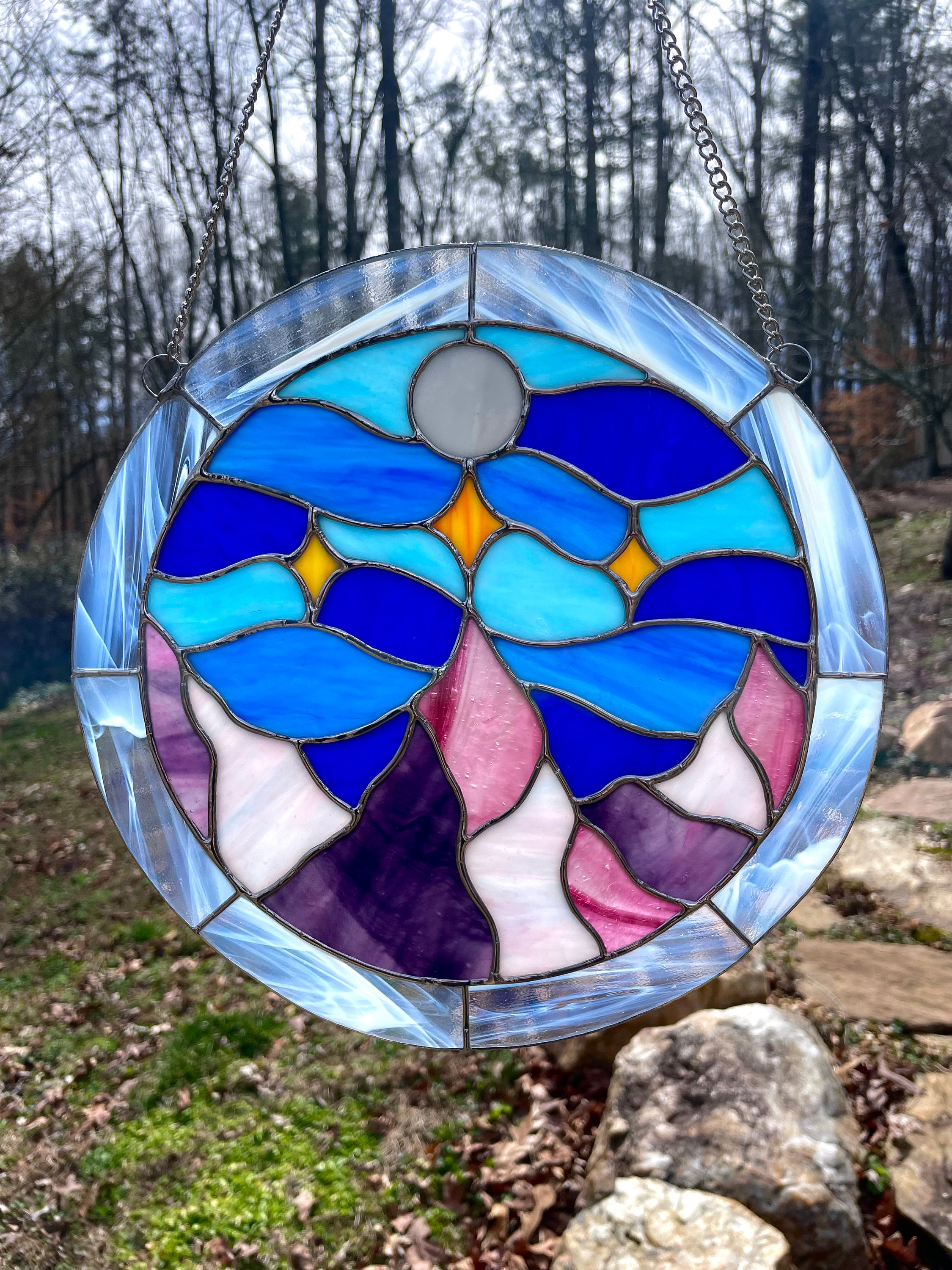 Mountain and Stars ACOTAR Velaris Stained Glass Suncatcher - Etsy