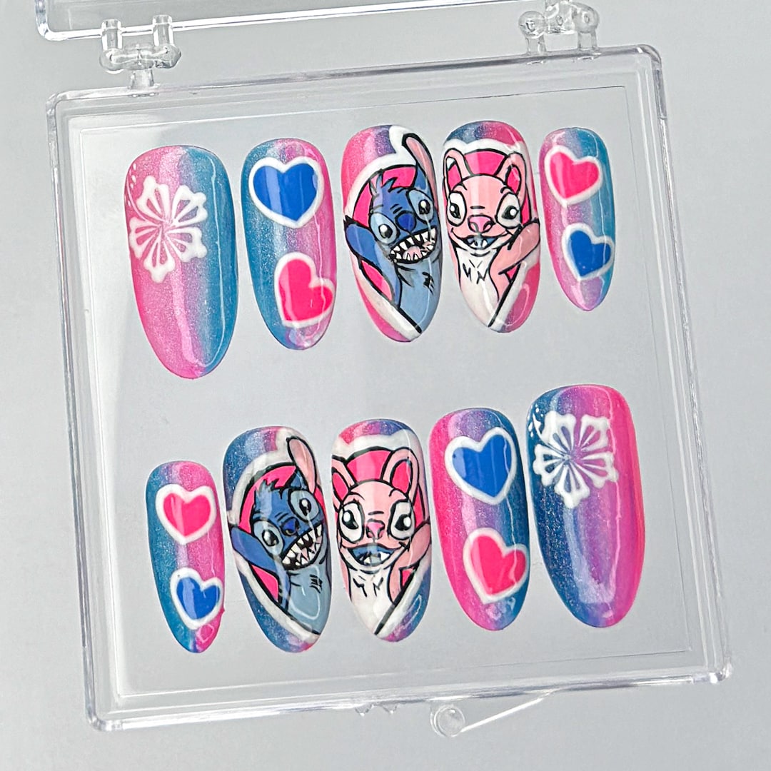 Whimsical Cartoon Press on Nails, Unique Cartoon Nail Art, Hand ...