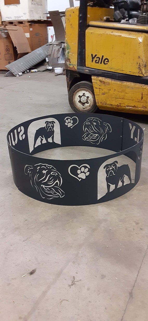 Custom Bulldog Fire Pit Fire Ring Your Name - Etsy