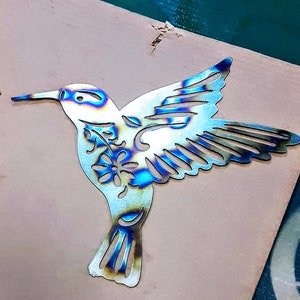 Stainless Steel Hummingbird Wall Art. Heated-blued Yard Art, - Etsy