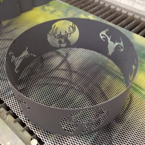 30 Inch Deer , Bolt Together Fire Pit Painted High Temp Black, 12 Gauge ...