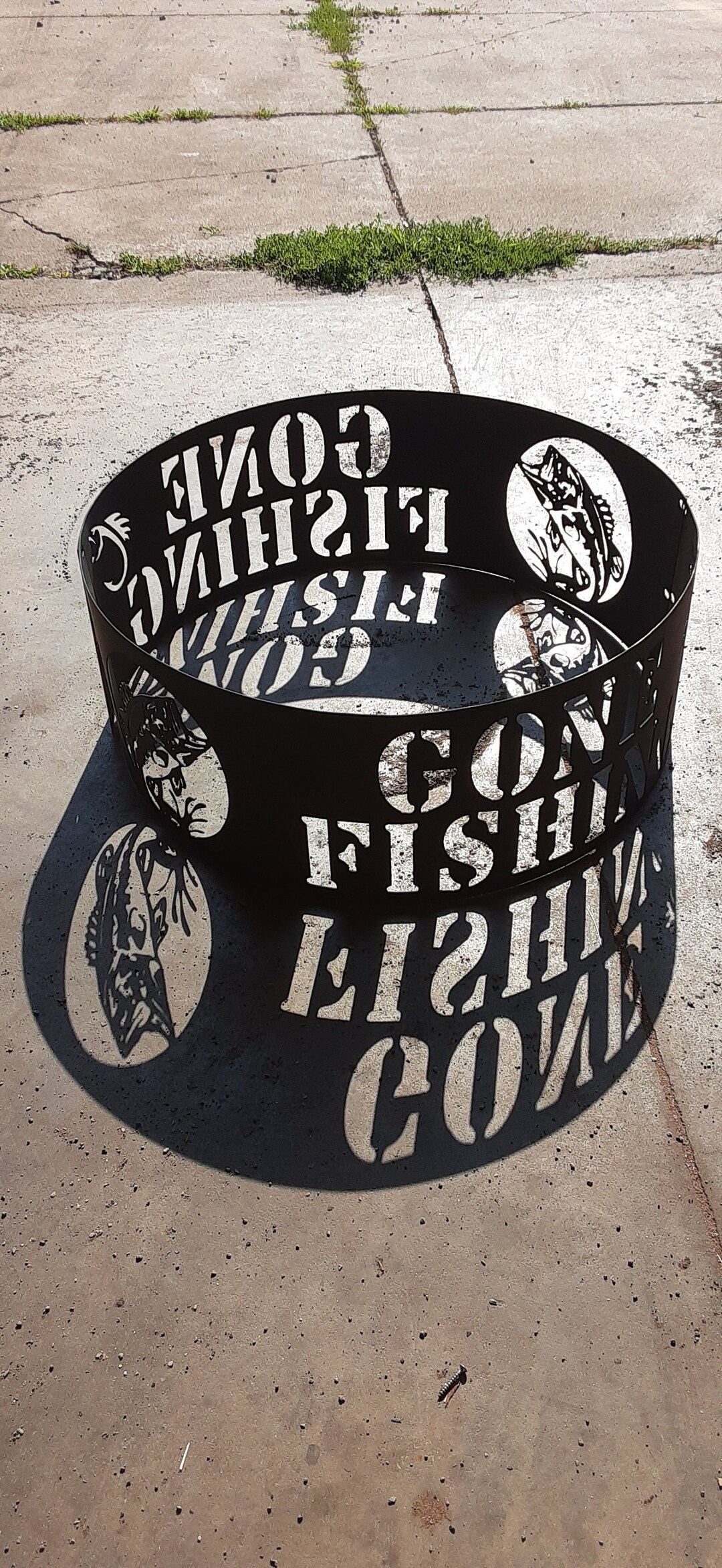 30 Inch Gone Fishing Fire Pit, Bass Fish - Etsy