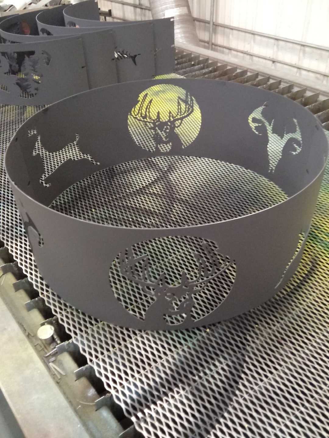 30 Inch Deer , Bolt Together Fire Pit Painted High Temp Black, 12 Gauge ...