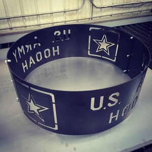 30 Inch U.S. ARMY, HOOAH Fire Pit. Black High Temp Paint, Bolt Together ...