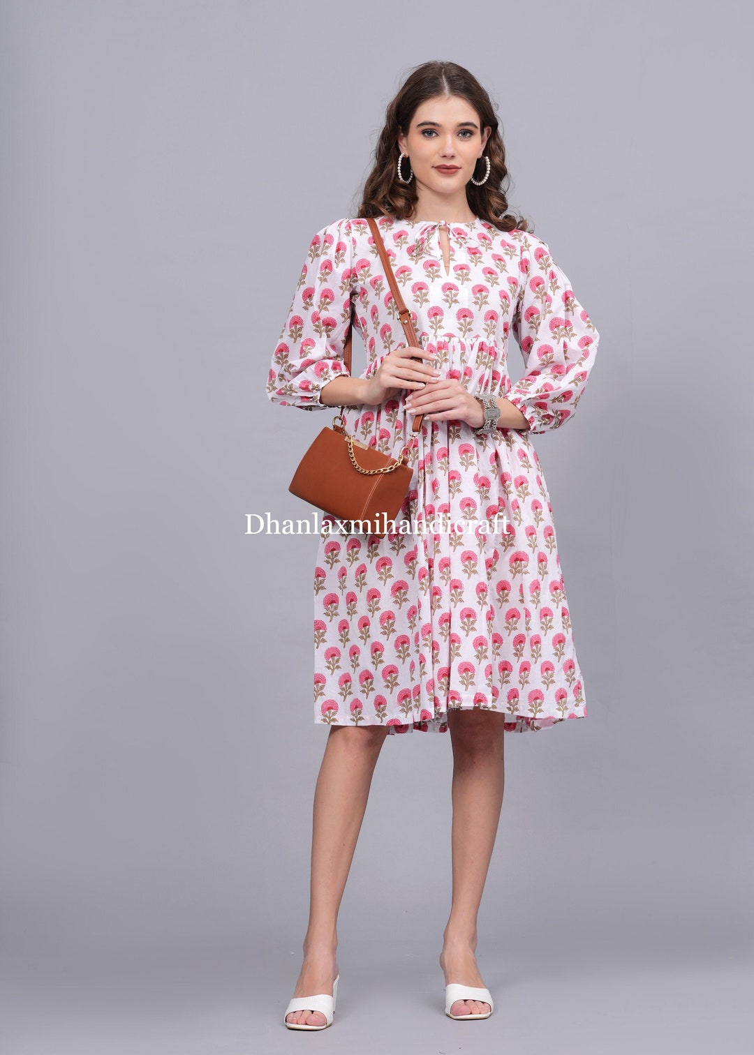 Buta Block Print Maxi Dress , Handmade Bohemian Style Dress , Cotton ...