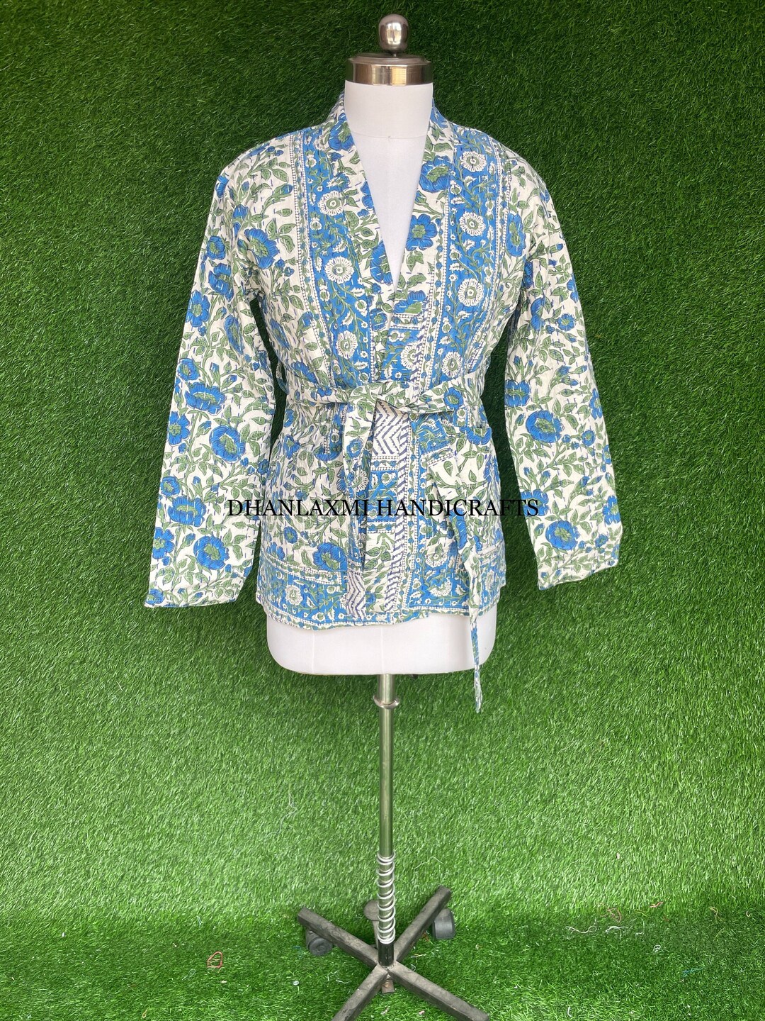 Indian Block Print Jacket With Belt Quilted Kantha Jacket - Etsy