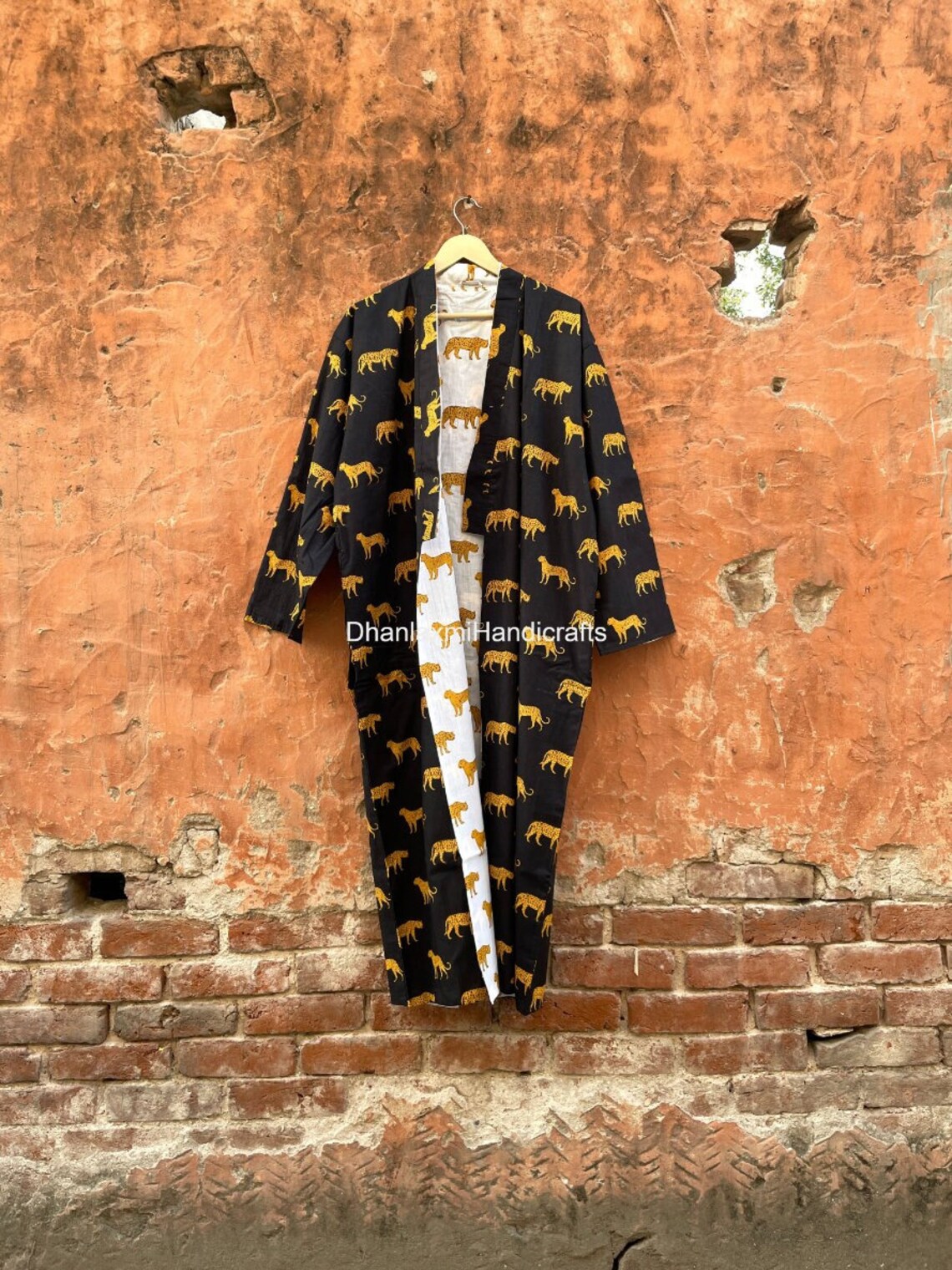 Indian Cotton Robes Tiger Block Printed Coat Robe Summer - Etsy