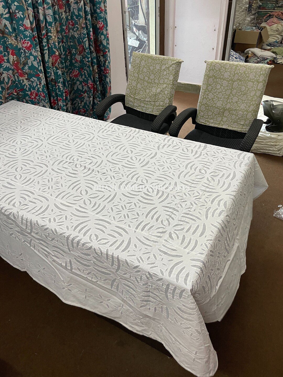 Indian Stunning White Colour Applique Tablecloth Cut Work - Etsy