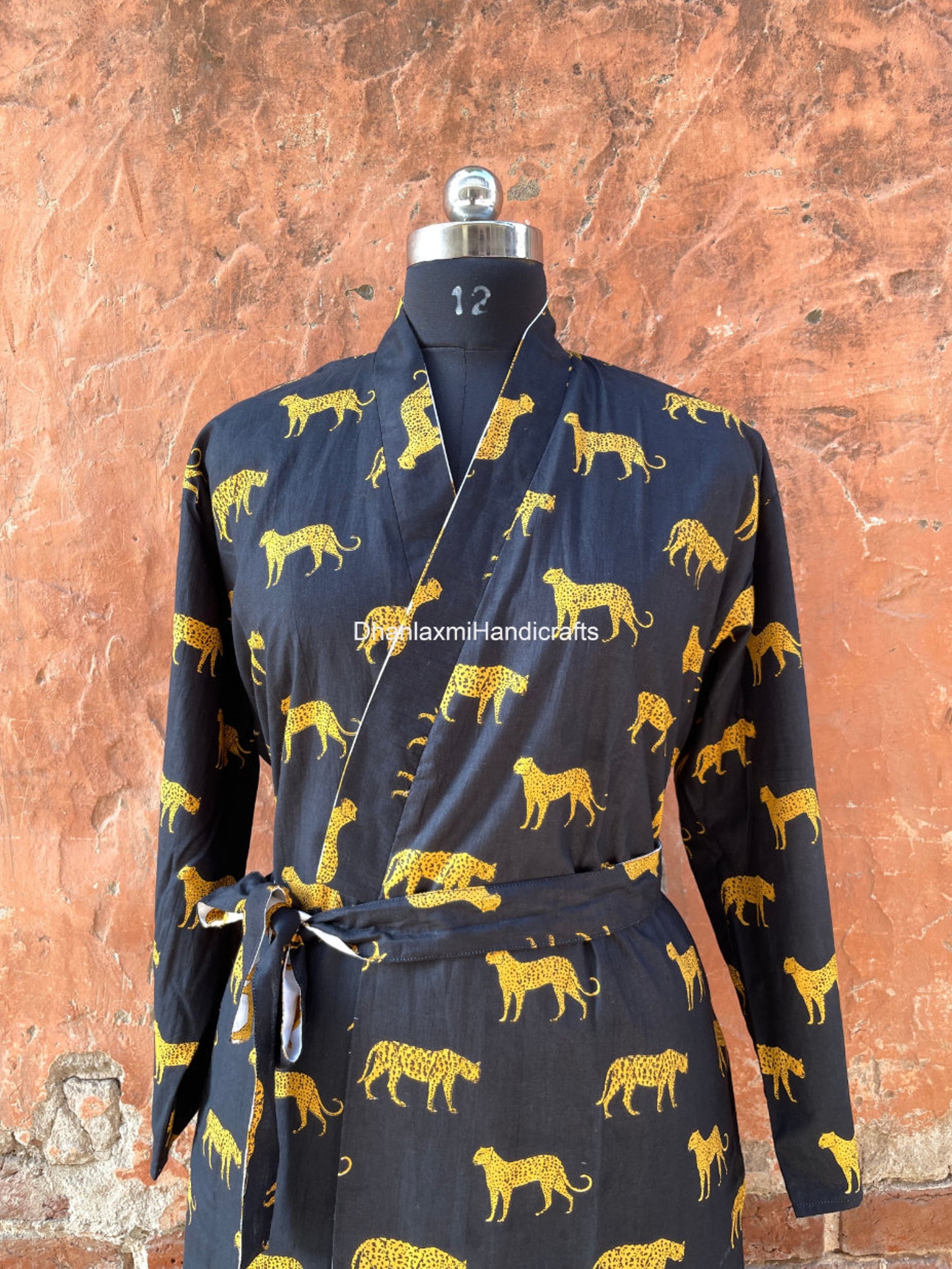 Indian Cotton Robes Tiger Block Printed Coat Robe Summer - Etsy