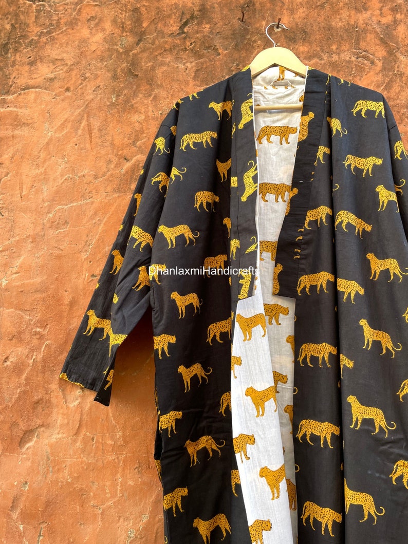 Indian Cotton Robes Tiger Block Printed Coat Robe Summer - Etsy