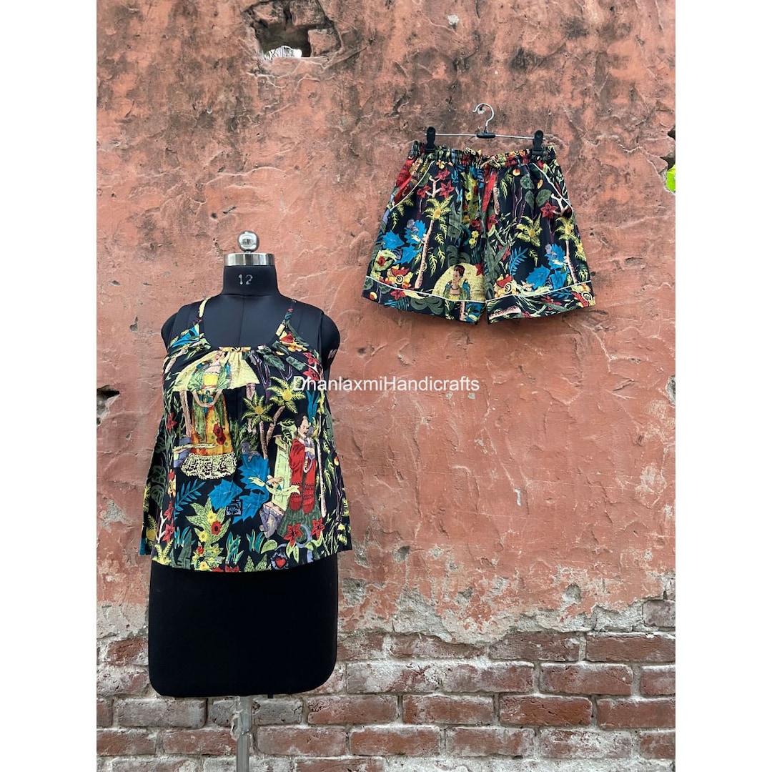 Indian Cotton Frida Kahlo Print Camisole Sets, Top With Nikkar, Girls ...
