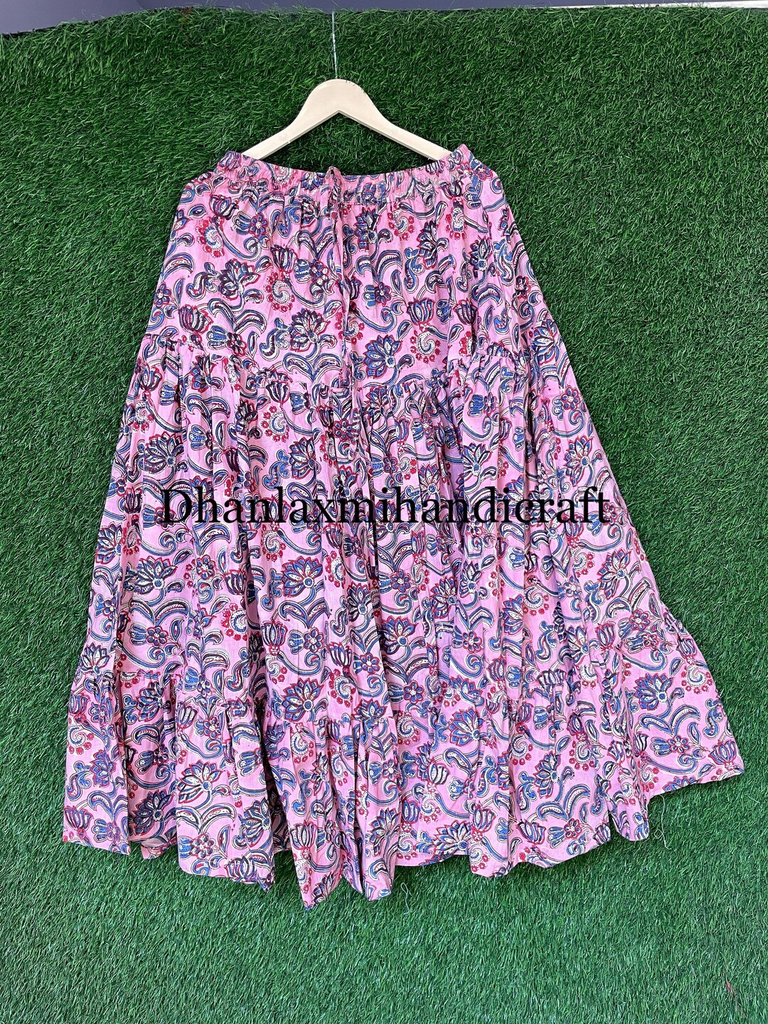 Hand Block Print Cotton Maxi Skirt, Boho Gypsy Tiered Style - Etsy