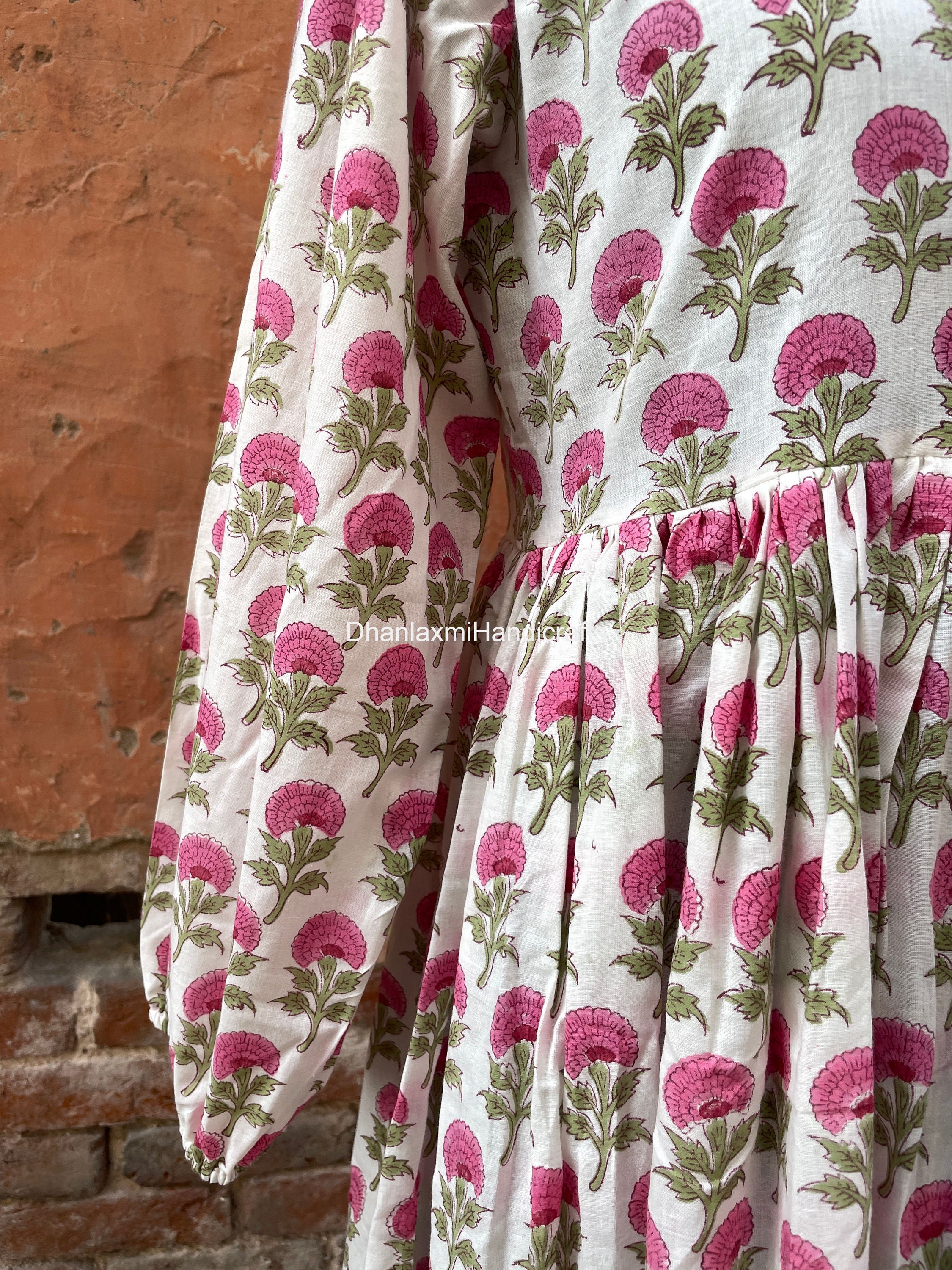 Buta Block Print Maxi Dress Handmade Bohemian Style Dress - Etsy