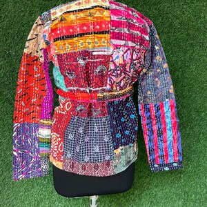 Cotton Hand Stitched Jacket, Quilted Patchwork Jacket With Belt, Winter ...