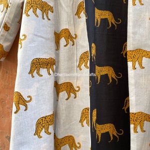 Indian Cotton Robes, Tiger Block Printed Coat Robe, Summer Kimono Style ...
