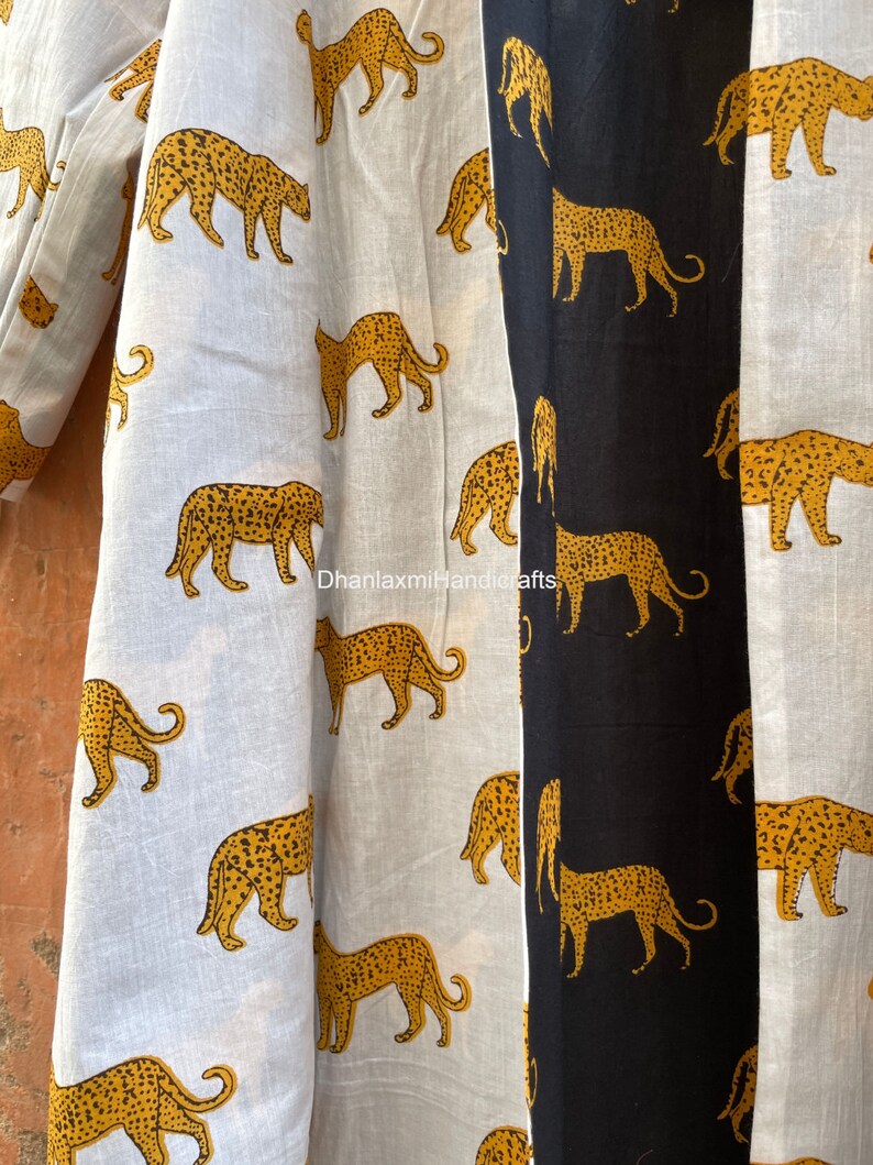 Indian Cotton Robes Tiger Block Printed Coat Robe Summer - Etsy