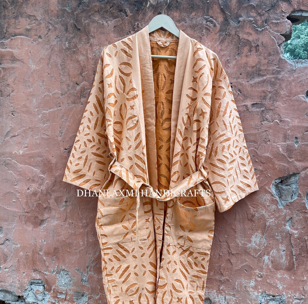 Cotton Cut Work Robes, Indian Handmade Long Jacket, Applique Kantha ...