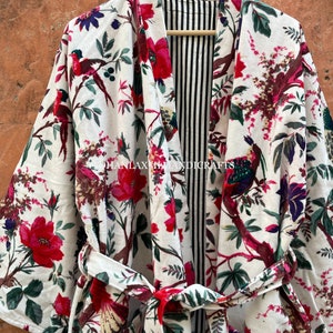 Indian Cotton Hand-made Velvet Kimono, Reversible Kimono, Winter Robe ...