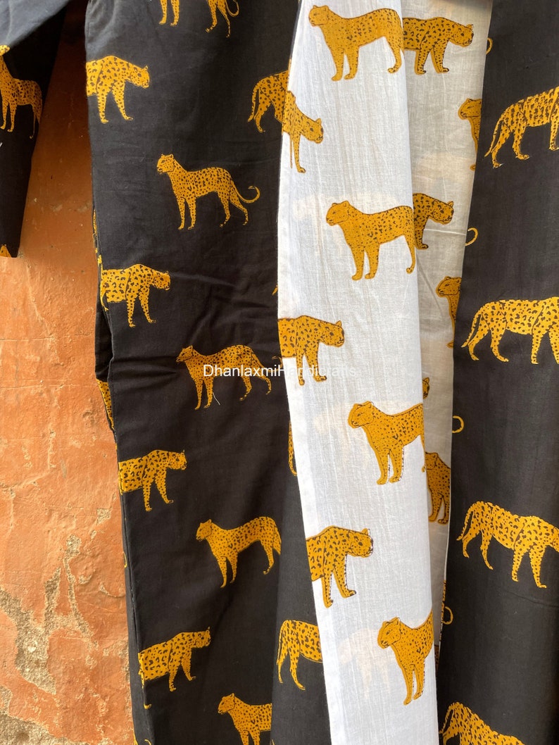 Indian Cotton Robes Tiger Block Printed Coat Robe Summer - Etsy