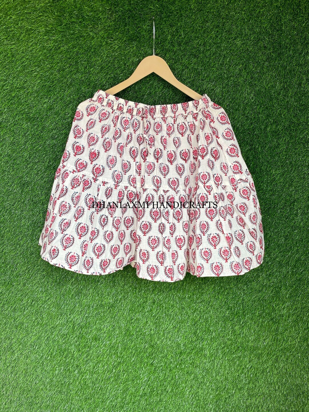 Floral Block Print Short Skirt, Indian Cotton Skirts, Summer Beach Mini ...