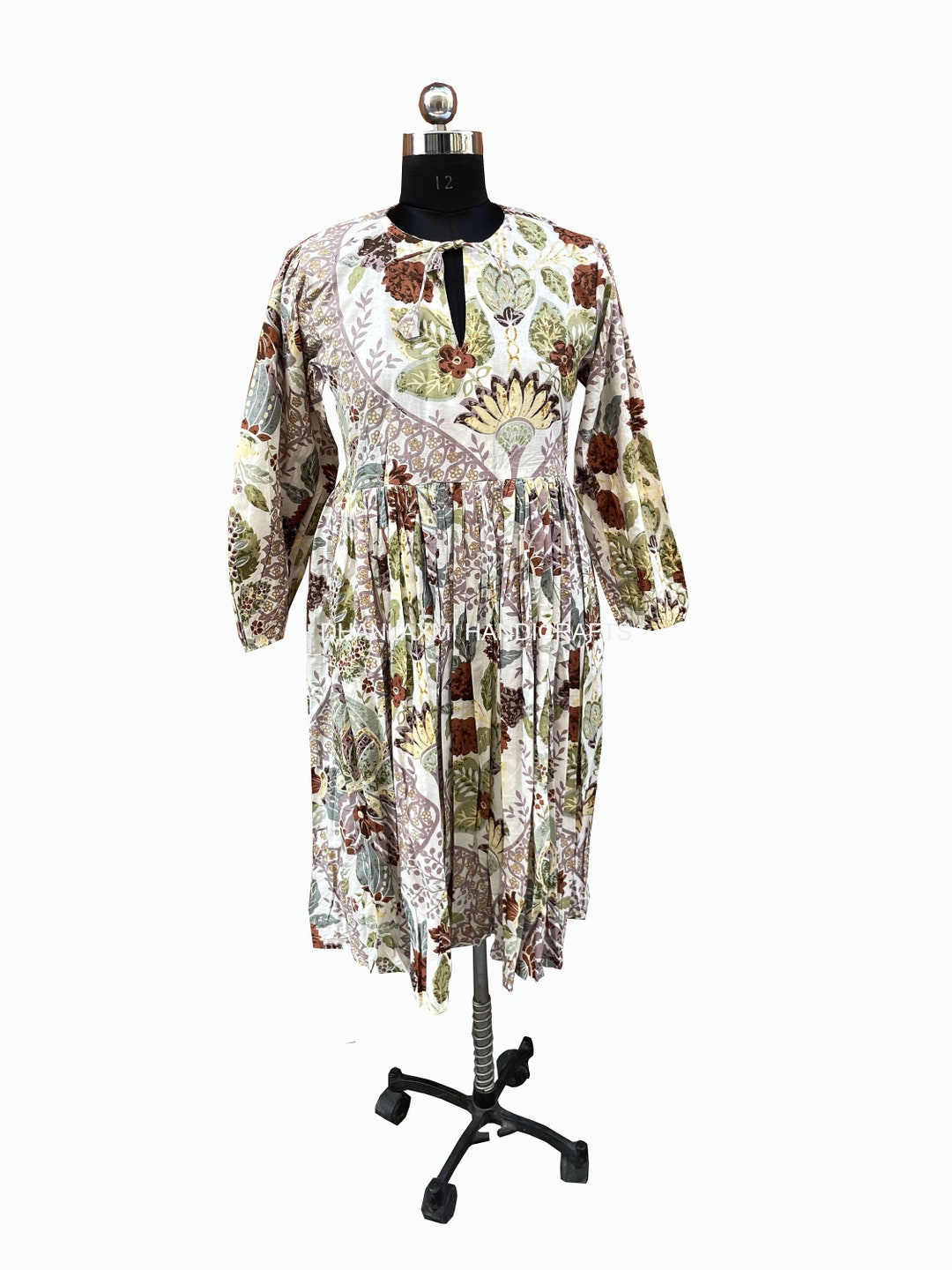 Colorful Indian Cotton Floral Block Print Summer Maxi Dress ,handmade ...