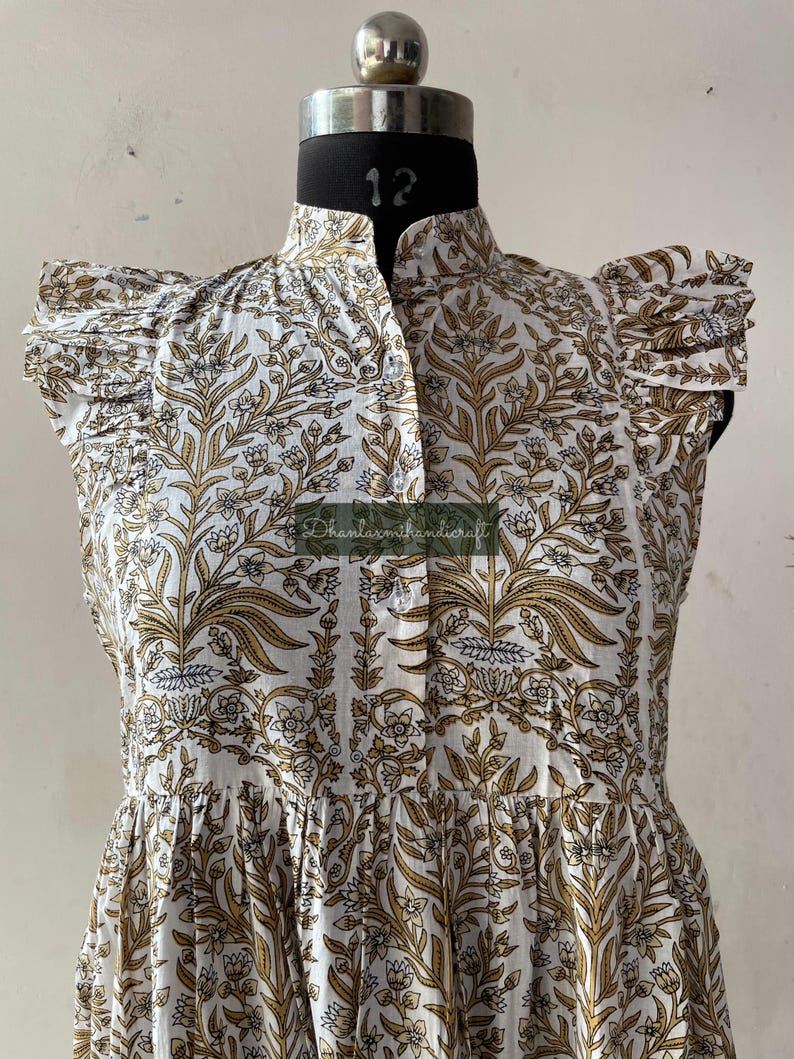 Handmade Block Print Cotton Maxi Dress, Bohemian Sleeveless Party Dress ...