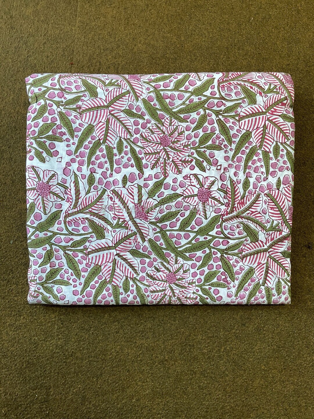 Hand Block Print Indian Cotton Fabric, Floral Leaf - Etsy