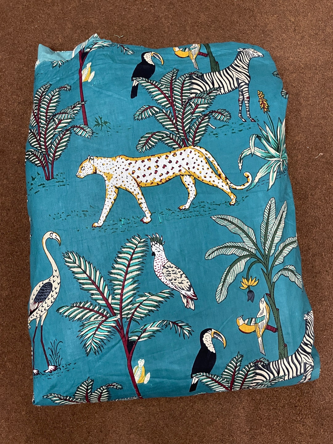 Animal Block Printed Fabric, Indian 100% Cotton Fabric, Summer Dress ...