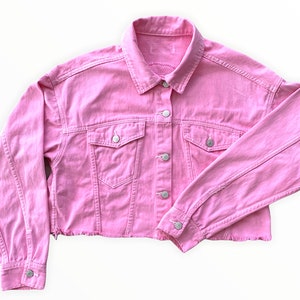 Upcycled Denim Jacket Pink Girl Lollipop Patch Dyed Distressed - Etsy