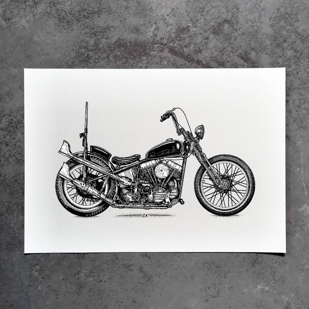 Harley Davidson Panhead Art Print - Etsy