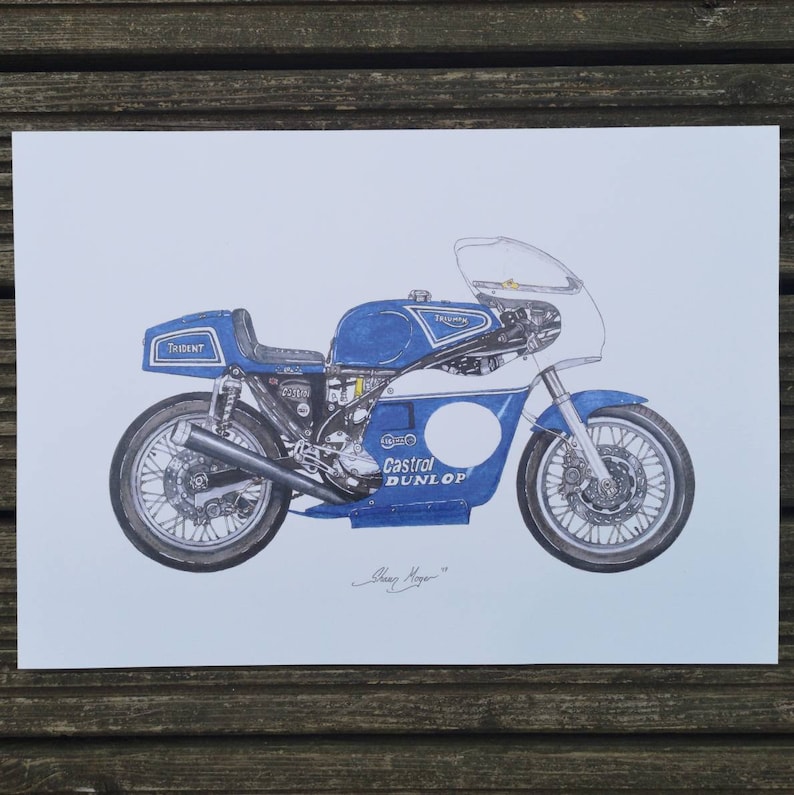 Rob North Triple Triumph Trident Racing Motorcycle Print - Etsy