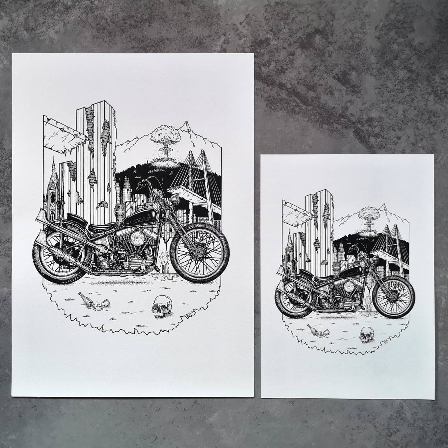 Harley Davidson Panhead Art Print - Etsy