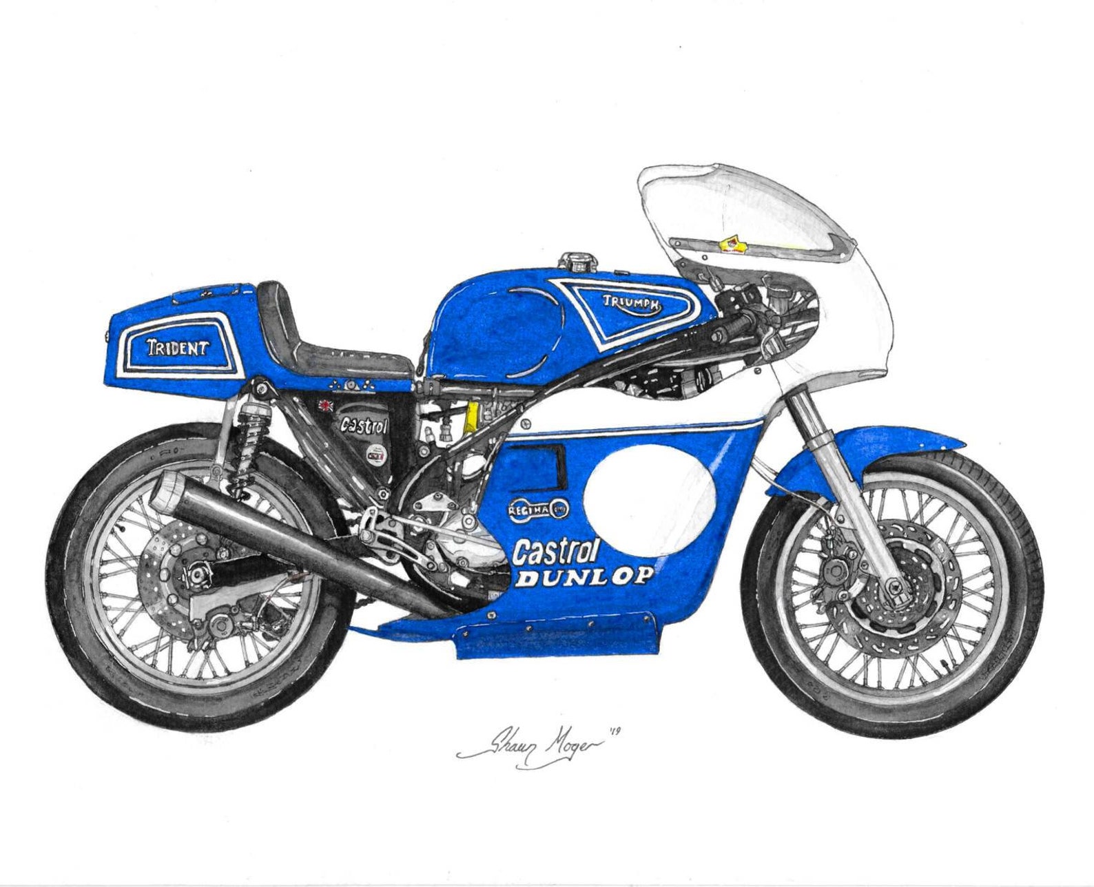 Rob North Triple Triumph Trident Racing Motorcycle Print - Etsy