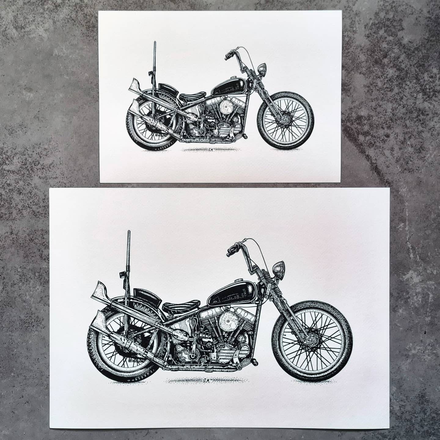Harley Davidson Panhead Art Print - Etsy