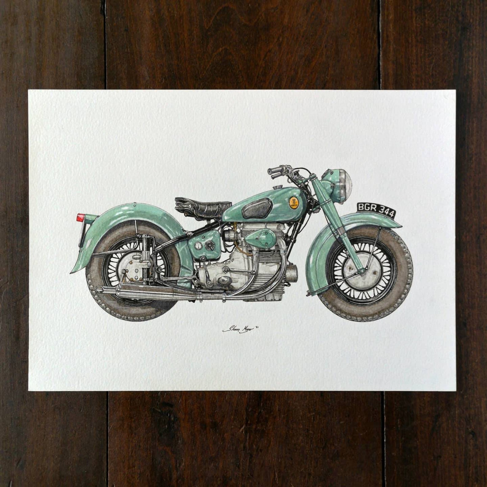 Sunbeam S7 Motorcycle Painting Print - Etsy