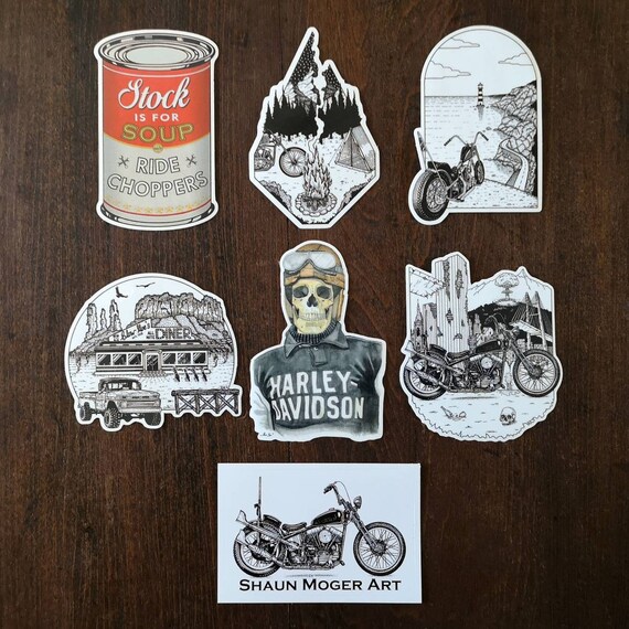 Chopper Motorcycle Sticker Set NEW - Etsy